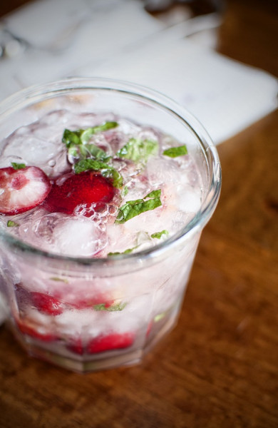 Strawberry Rainier Cherry Muddler with Mint and Honey