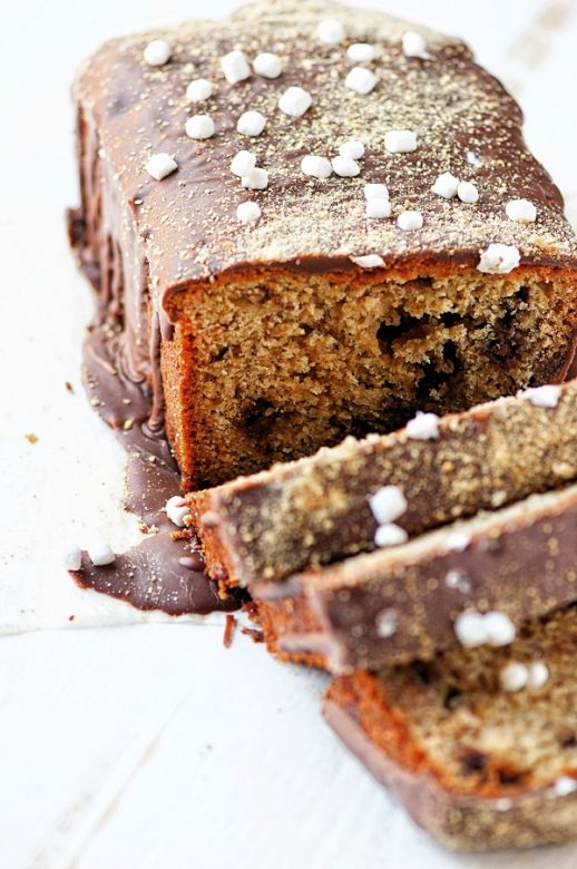 S'mores Banana Bread with Mallow Bits