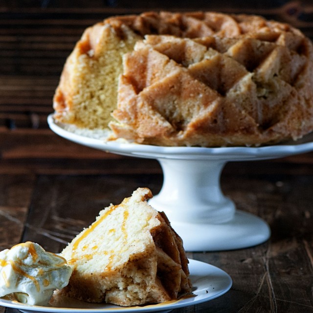 Vanilla Cognac Buttermilk Pound Cake with Cognac Glaze