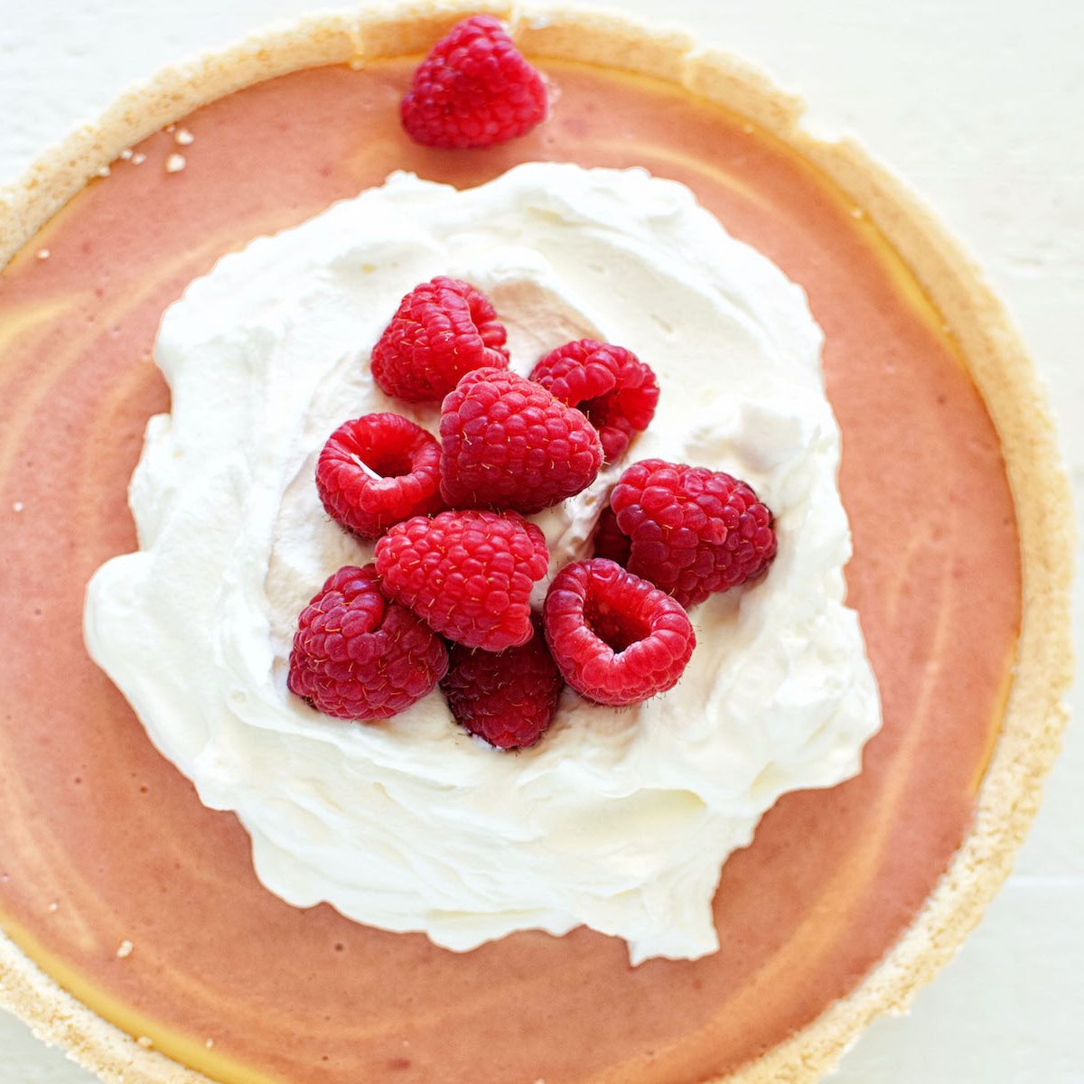 Raspberry Key Lime Tart with Mascarpone in Shortbread Crust