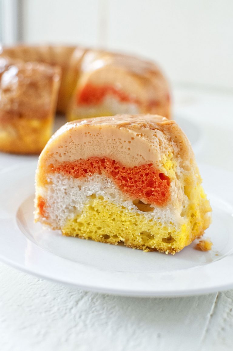 Candy Corn Flan Magic Cake