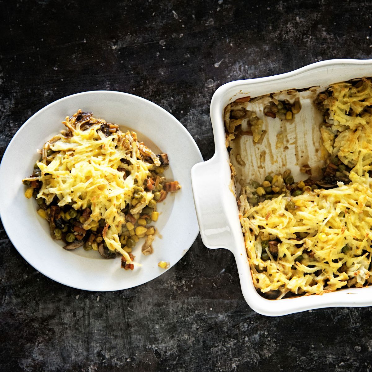 Cheesy Hash Brown Topped Vegetarian Shepherds Pie
