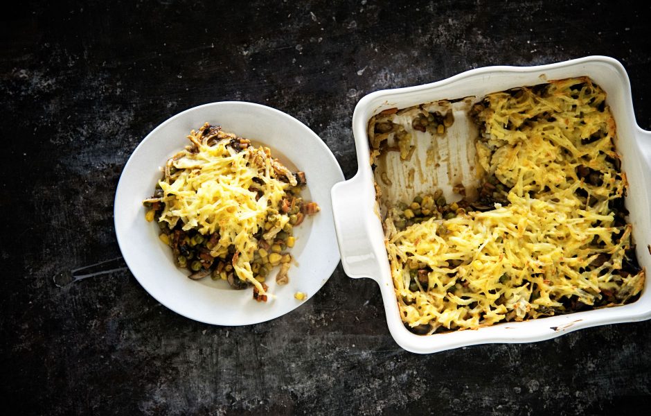 Cheesy Hash Brown Topped Vegetarian Shepherds Pie