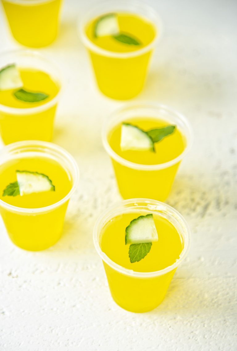 Cucumber Mint Lemonade Jelly Shots - Sweet ReciPEAs