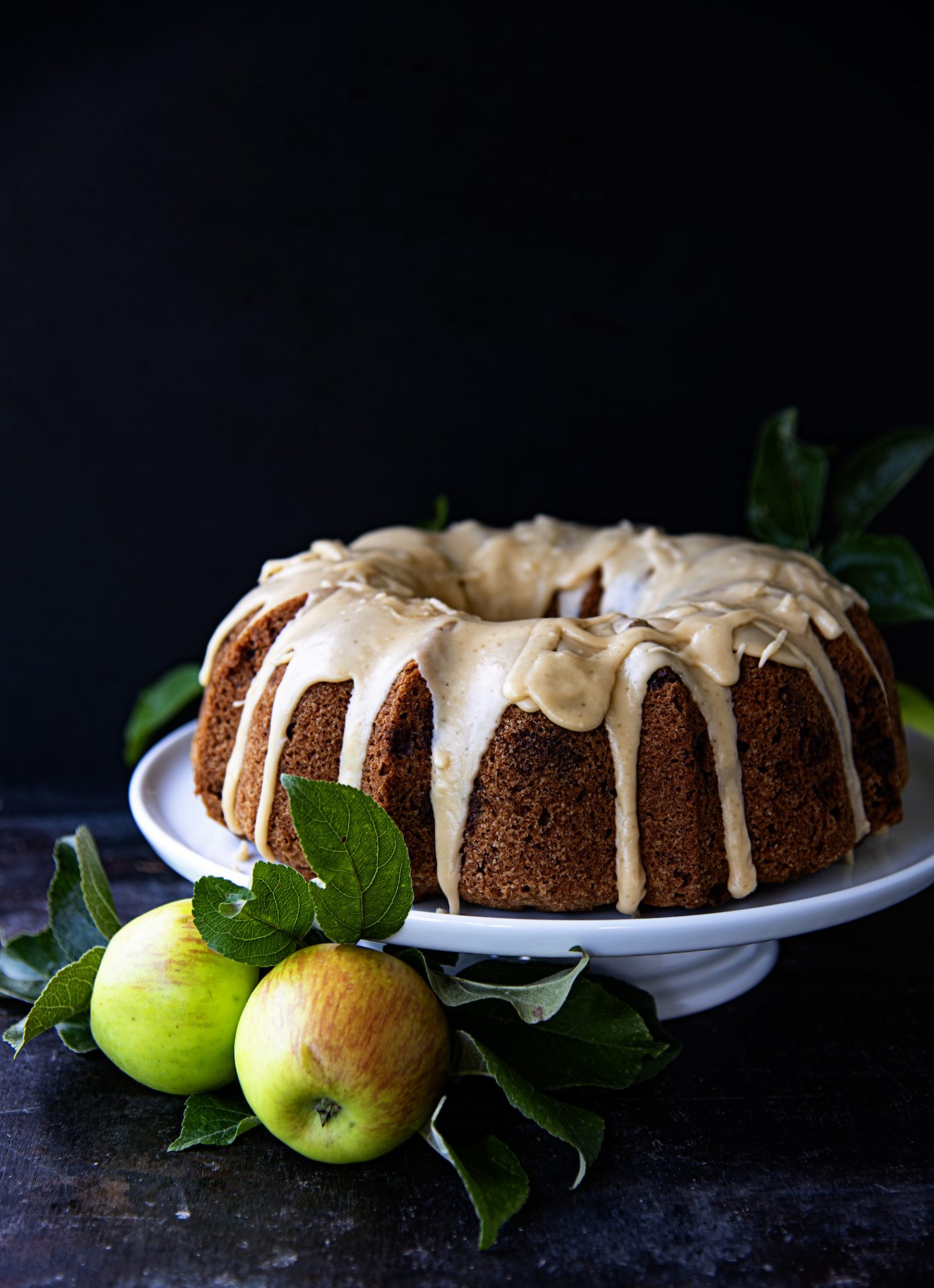 Glazed Pecan Butterscotch Apple Cake with Fresh Apples