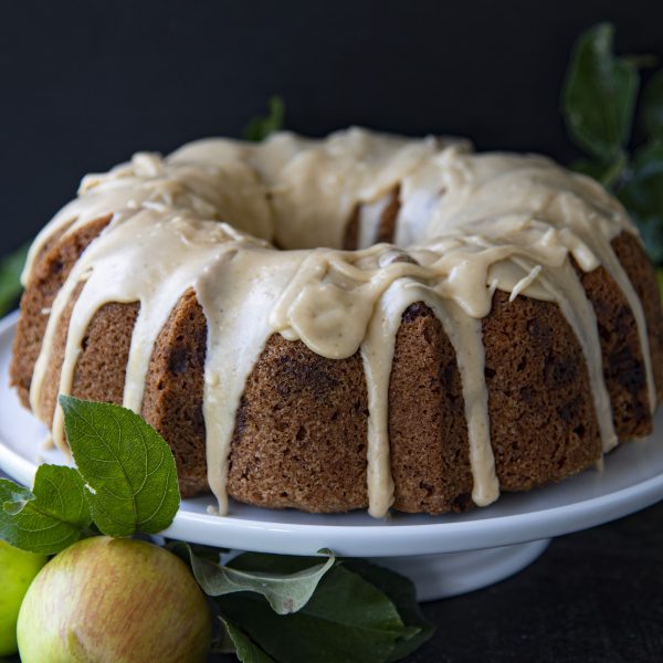 Glazed Pecan Butterscotch Apple Cake with Fresh Apples