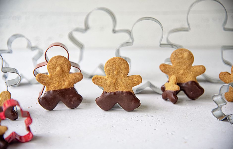 Chocolate Dipped Gingerbread Shortbread Men