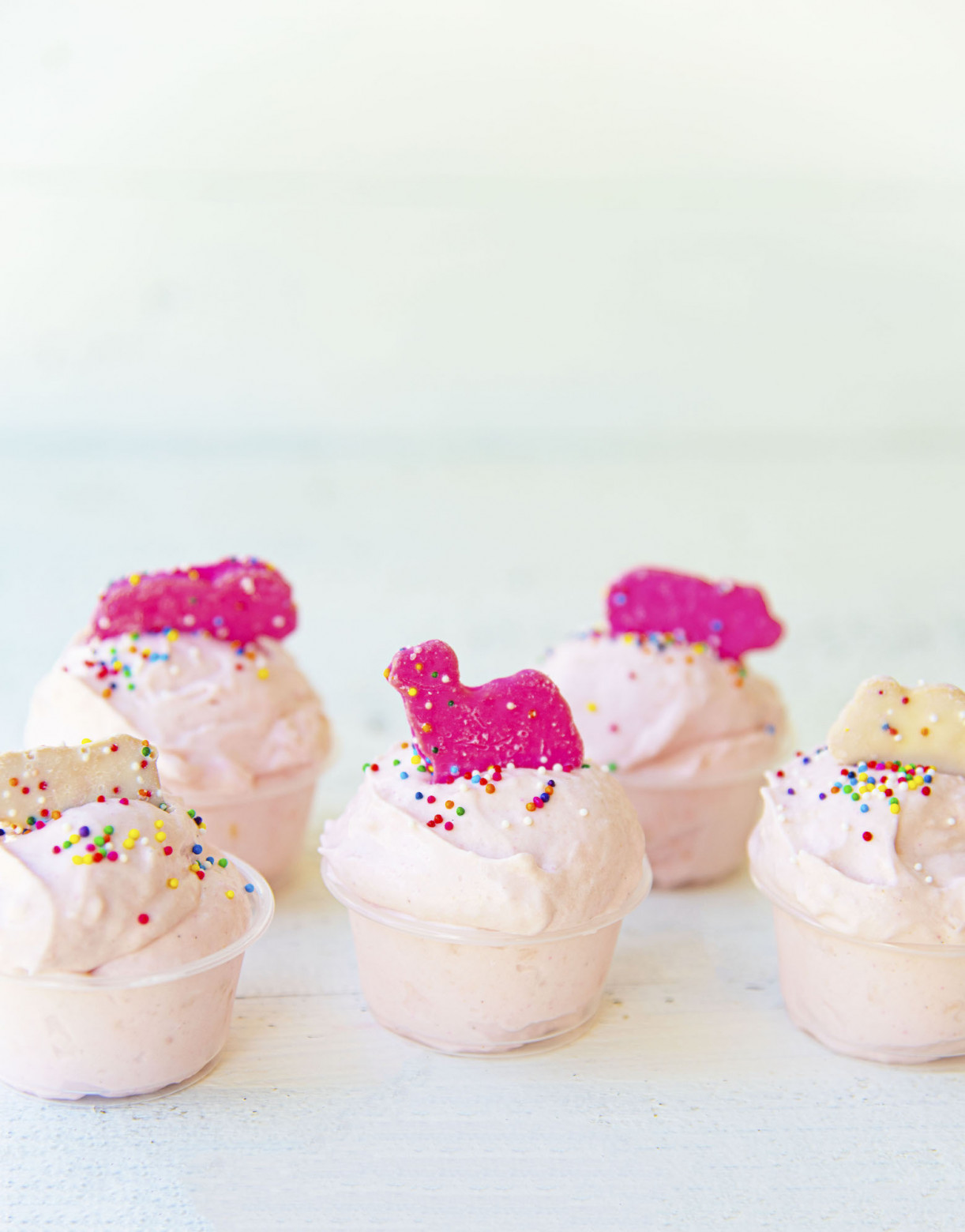 Circus Animal Cookie Pudding Shots with Vodka and Sprinkles