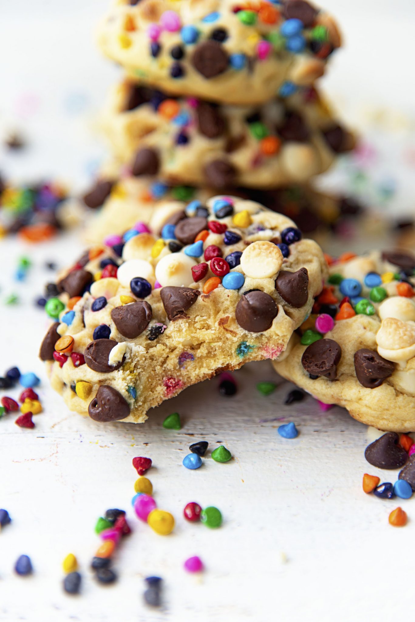 Double Chocolate Rainbow Chip Cookies with White and Semisweet Chips