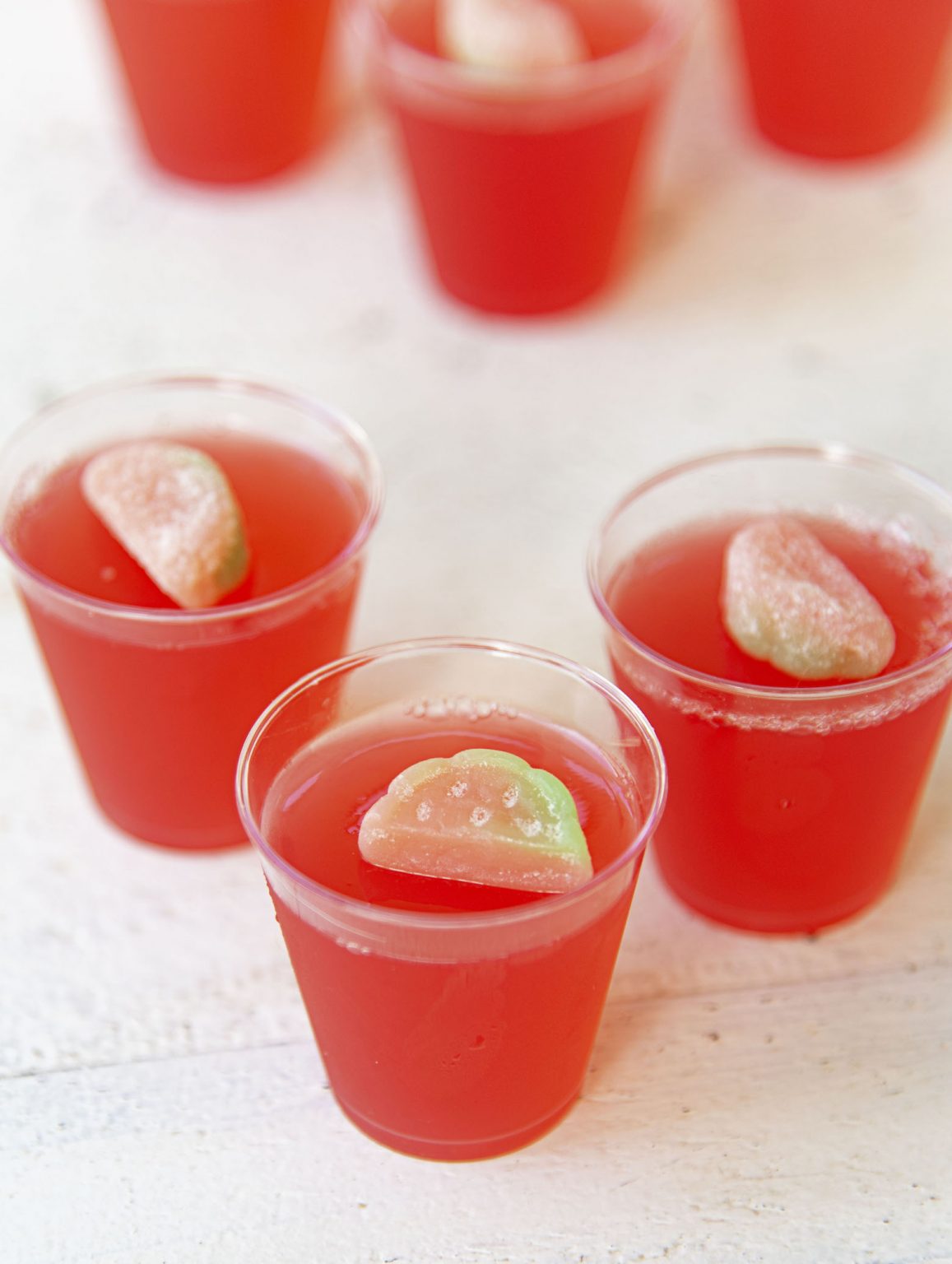 Watermelon Lemonade Jello Shots with Vodka and Watermelon Pucker