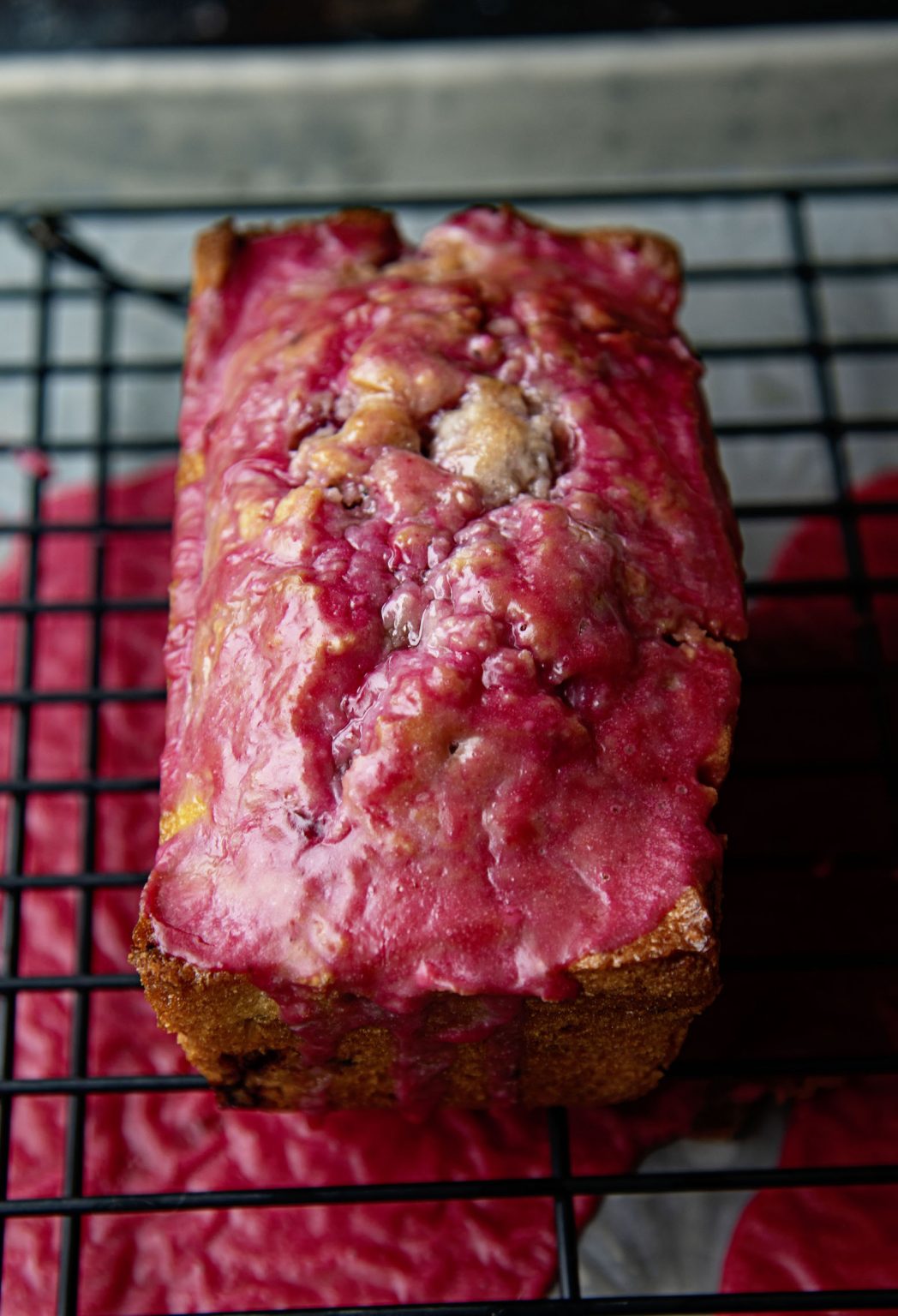 Berry Fritter Quick Bread with Brown Sugar and Fresh Berry Glaze