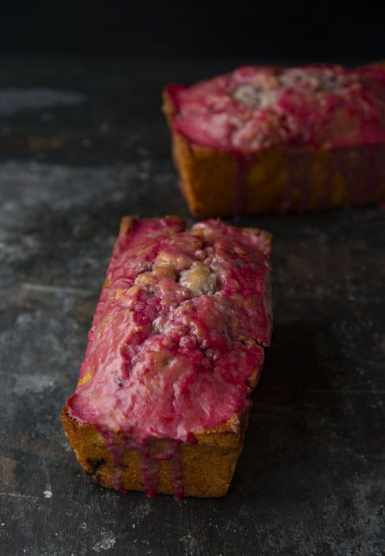 Berry Fritter Quick Bread with Brown Sugar and Fresh Berry Glaze