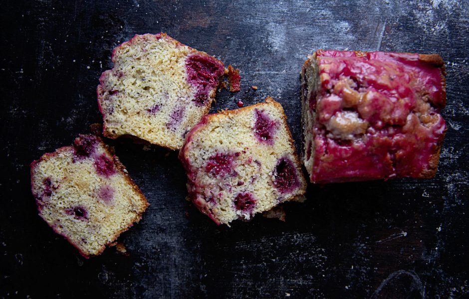 Berry Fritter Quick Bread with Brown Sugar and Fresh Berry Glaze