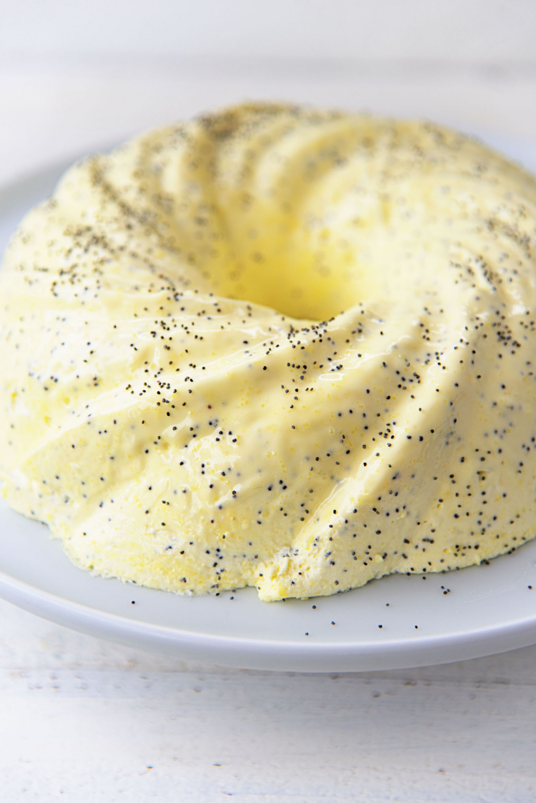 Lemon Poppy Seed Jello Mold with Greek Yogurt and Lemon Curd