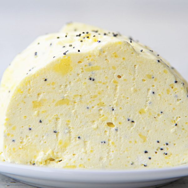Lemon Poppy Seed Jello Mold with Greek Yogurt and Lemon Curd