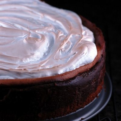 S'mores Cheesecake with Toasted Marshmallow Merinuge