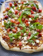 Watermelon Jam Feta Flatbread with Arugula and Balsamic Glaze