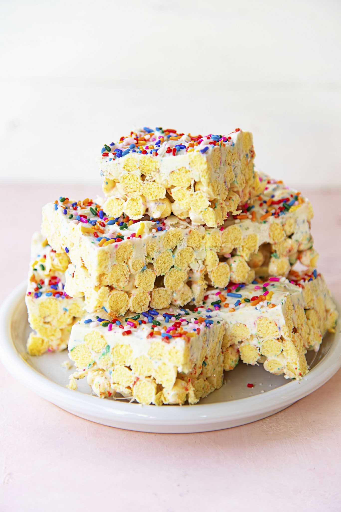 Funfetti Cereal Marshmallow Bars with Funfetti Baking Chips and Sprinkles