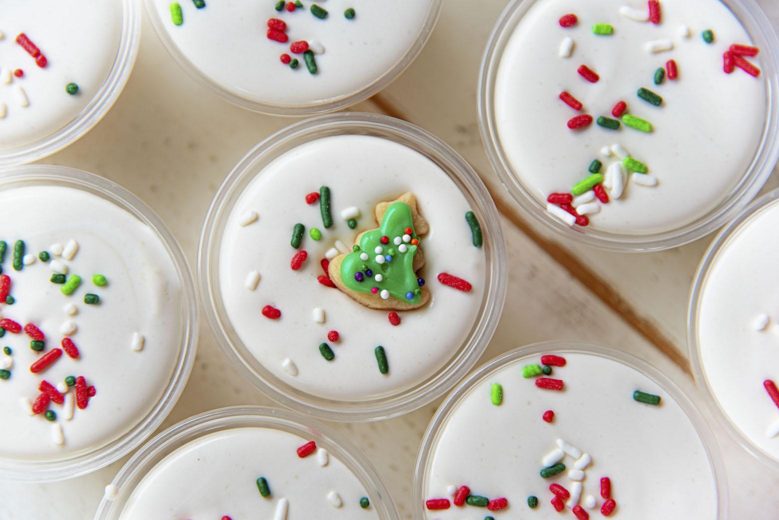 Sugar Cookie Pudding Shots with Vodka and Sprinkles