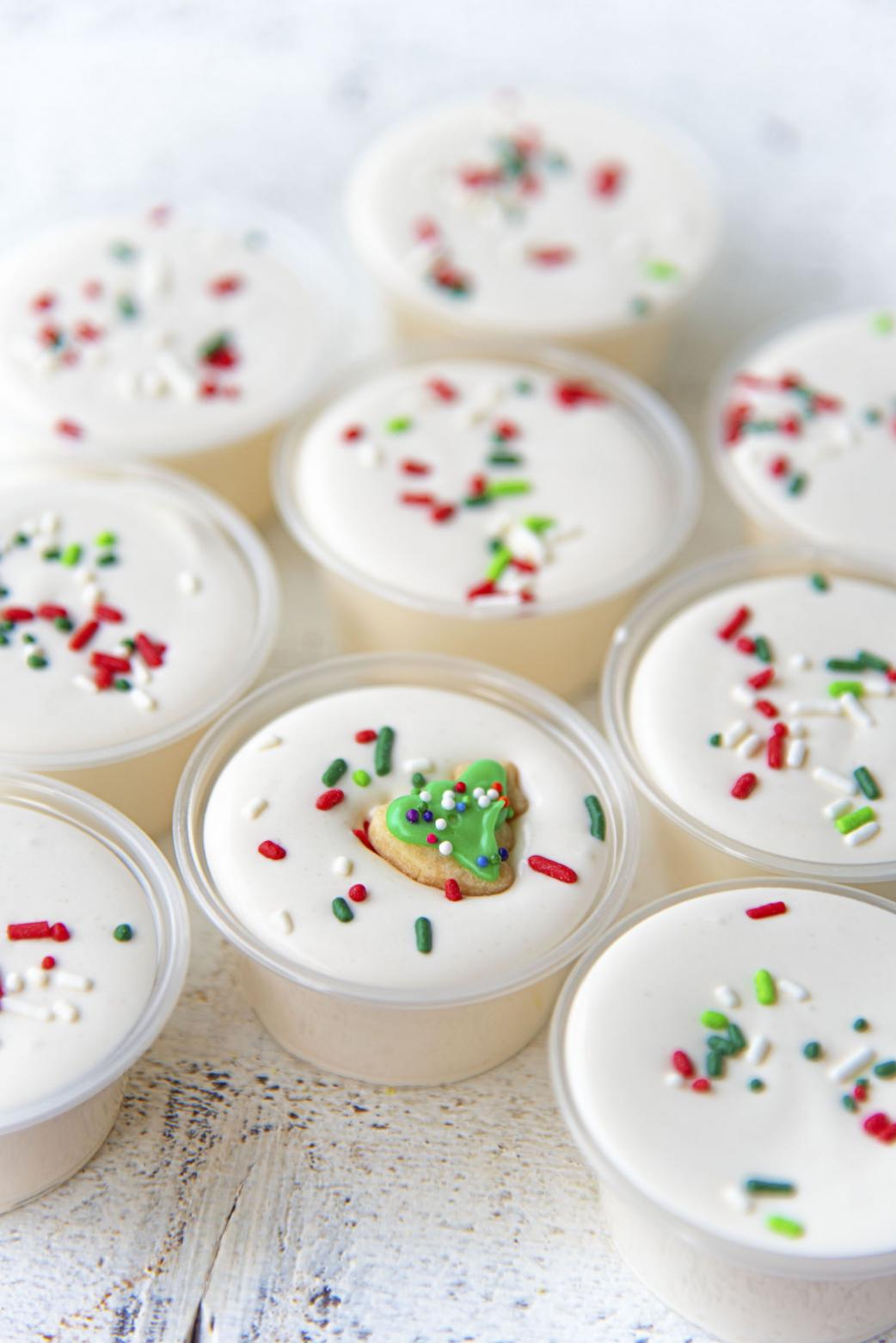 Sugar Cookie Pudding Shots with Vodka and Sprinkles
