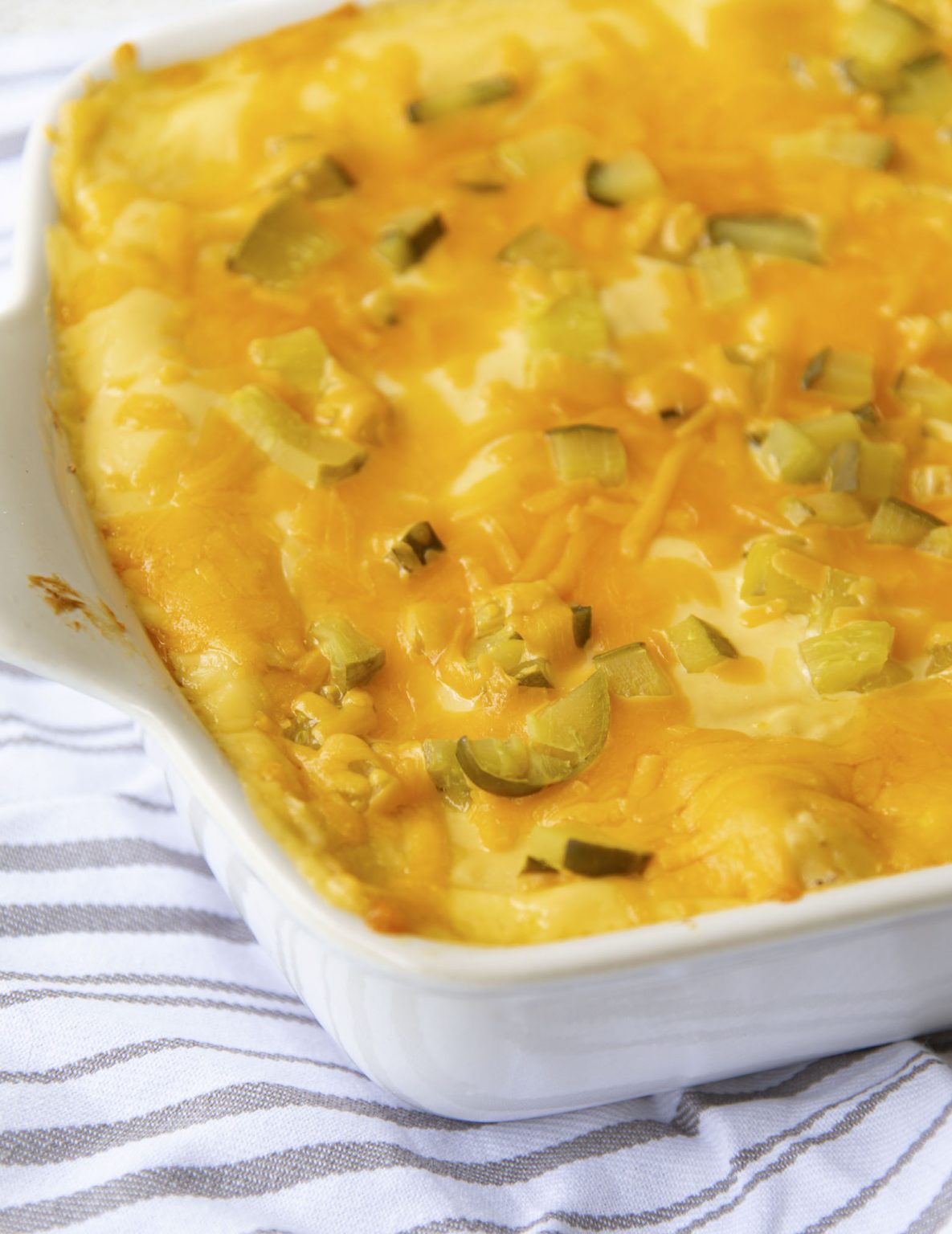 Dill Pickle Cheddar Lasagna - Sweet ReciPEAs