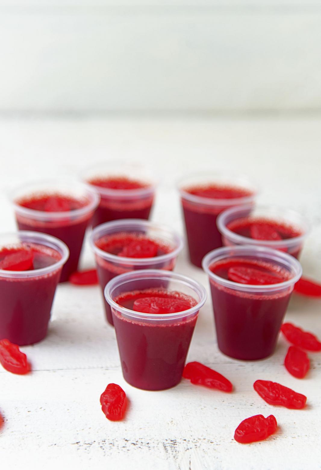 Swedish Fish Jelly Shots - Sweet ReciPEAs
