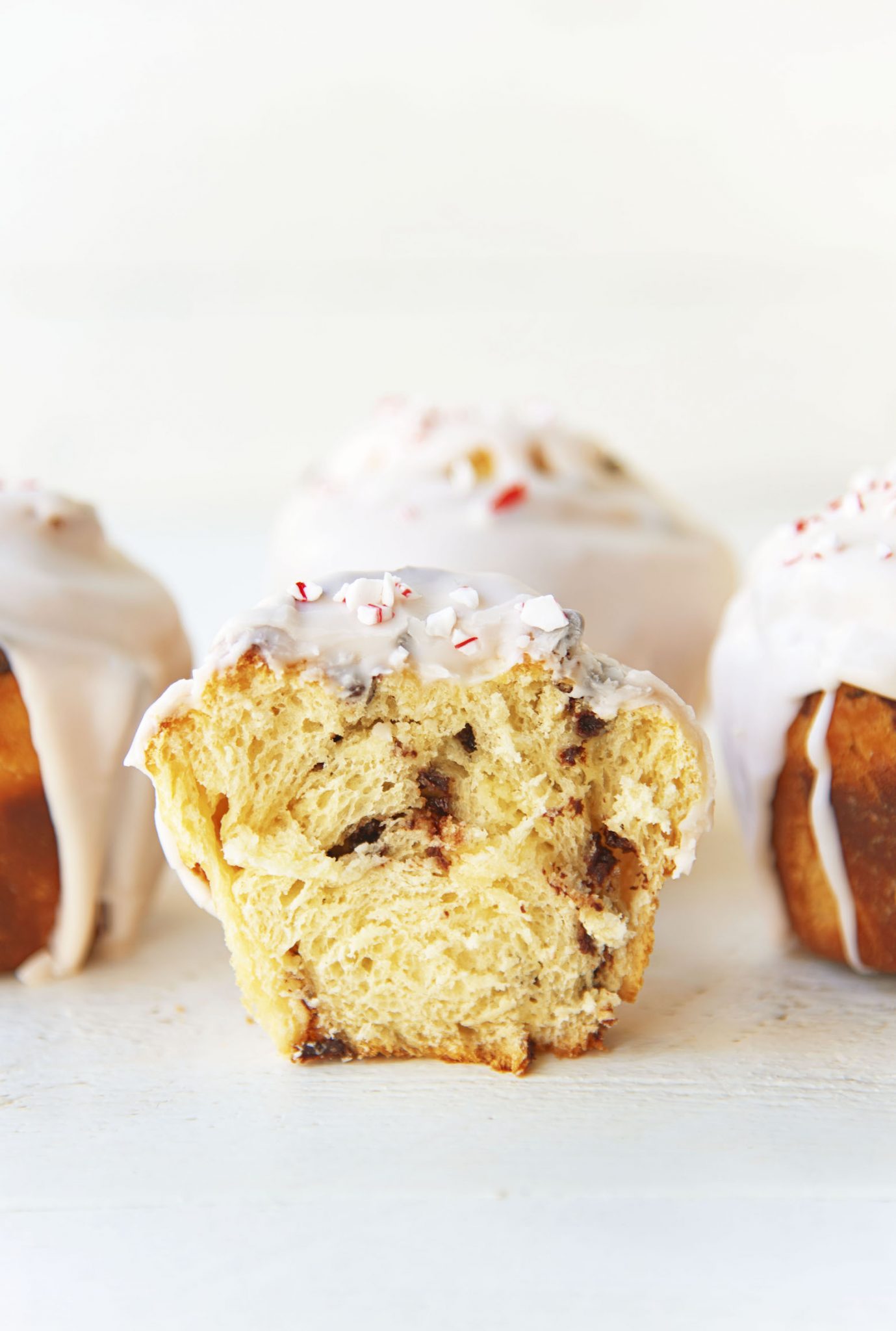 Candy Cane Sweet Rolls with Chocolate Chips - Sweet ReciPEAs
