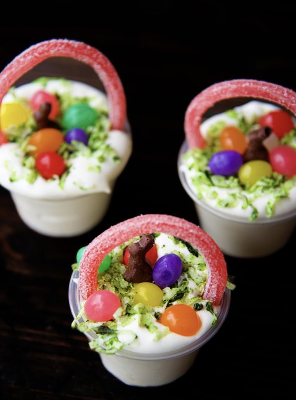 Coconut Cake Easter Basket Pudding Shots - Sweet ReciPEAs