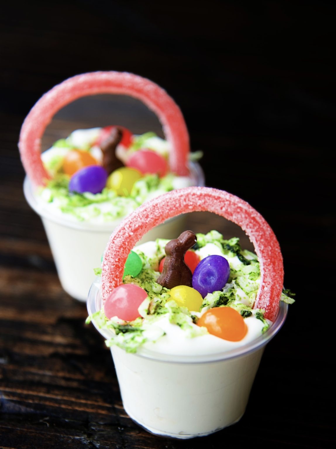 Coconut Cake Easter Basket Pudding Shots - Sweet ReciPEAs